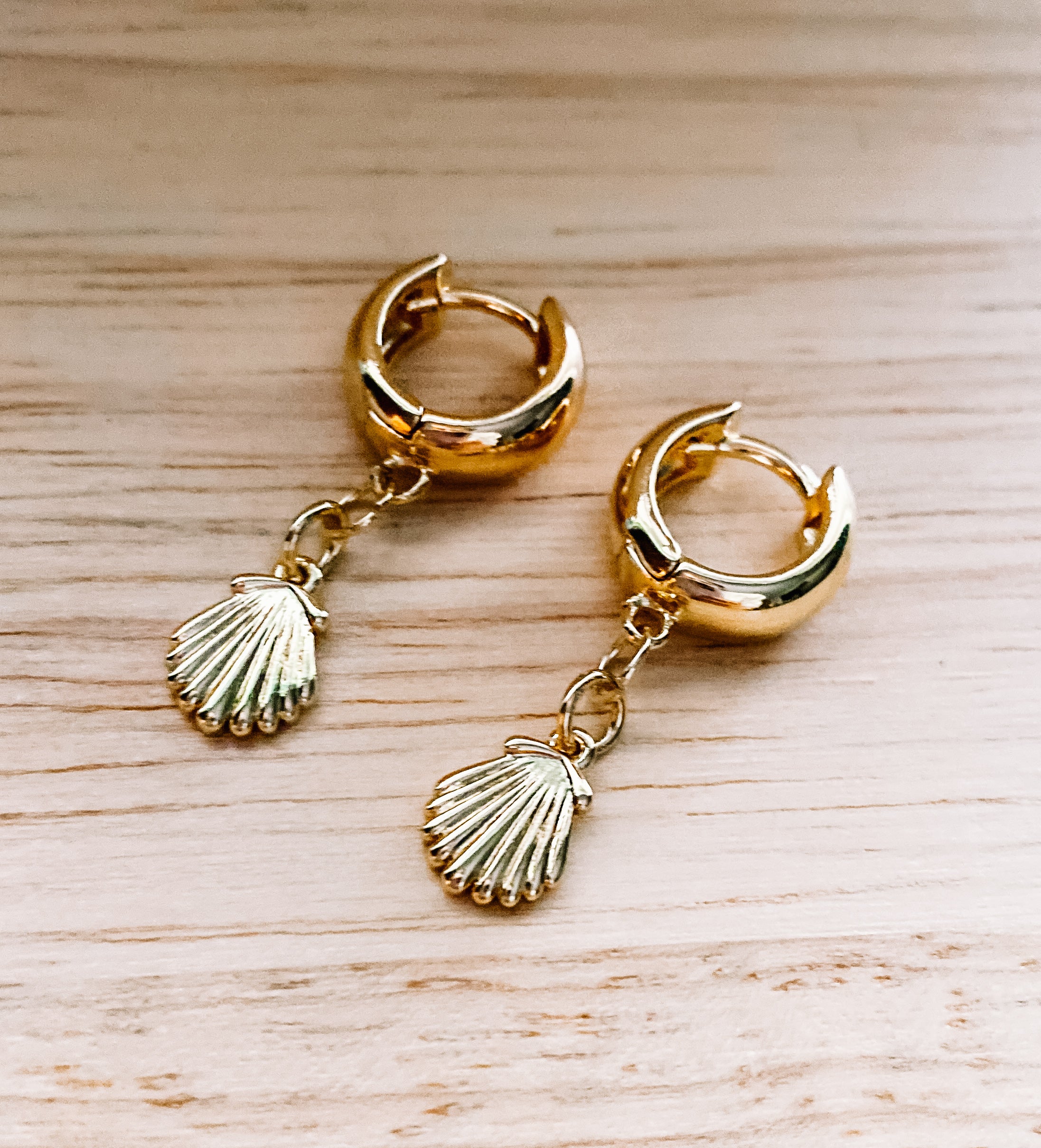 Gold Sea shell hoops – Boho Beach Break